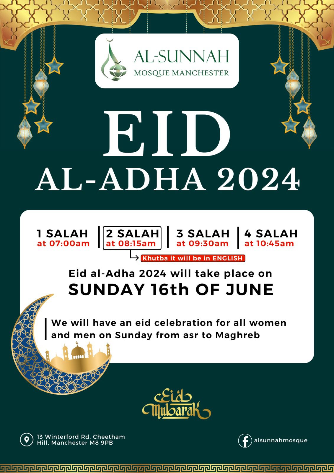 Al-Sunnah Mosque Manchester - Sunnah Masjid - Manchester Prayer Time